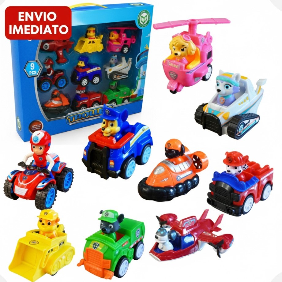 Kit Carrinhos Patrulha Canina Com 9 Carros De Fricção Brinquedo ...