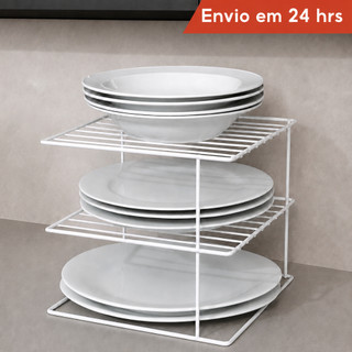 Organizador De Pratos Divisoria 3 Níveis Aramado Cozinha Armario ...