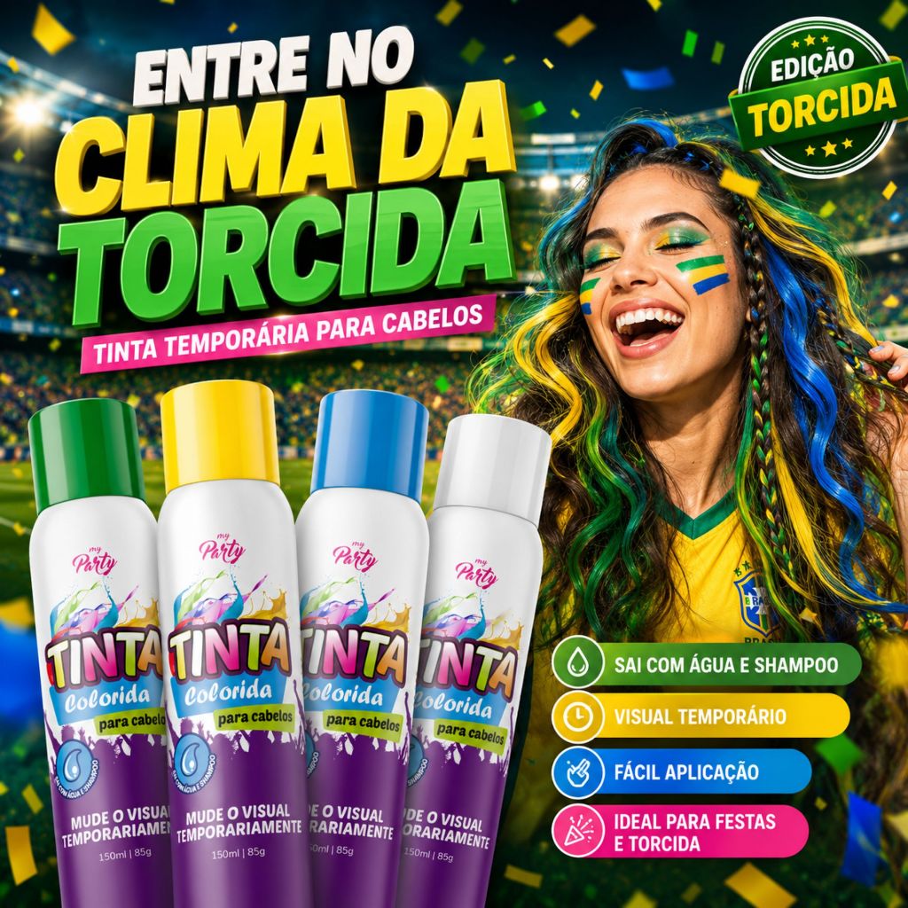 Tinta Colorida para Cabelos - Spray - Temporária - Sai com Água 150ml ...