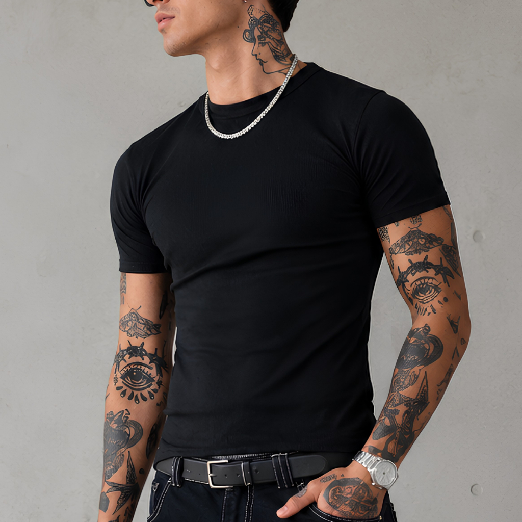 Camiseta Americana Masculina Canelada Basica Blusa Masculina Slim Justa ...