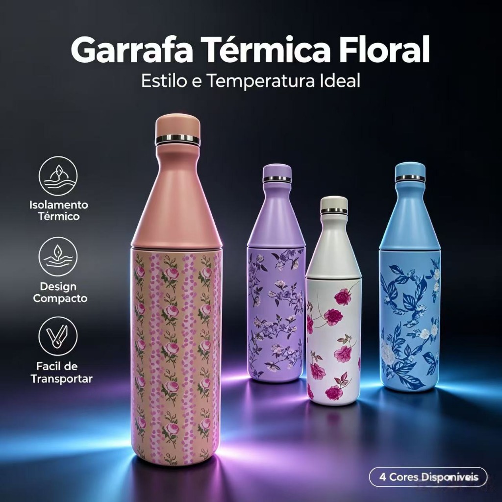 Garrafa térmica de aço inoxidável com parede dupla de 600ml, com ...