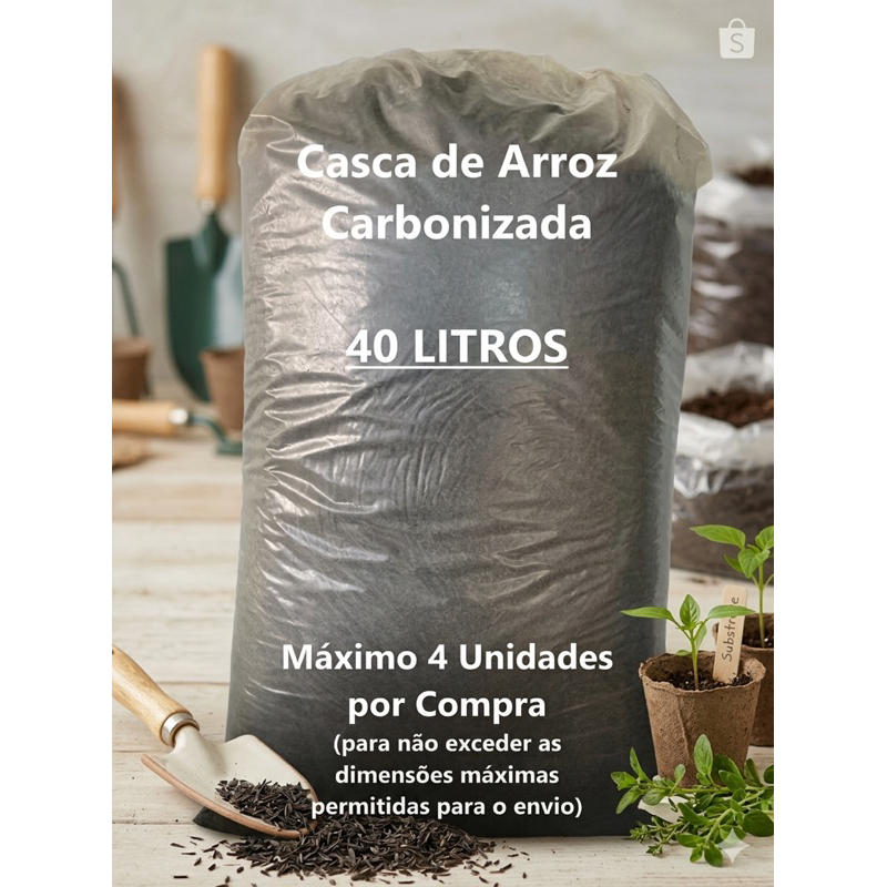 40 Litros Casca de Arroz Carbonizada Substrato Drenante | Shopee Brasil