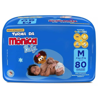 1 Pacote de Fralda Turma Da Mônica Baby M 80un 4-9kg | Shopee Brasil