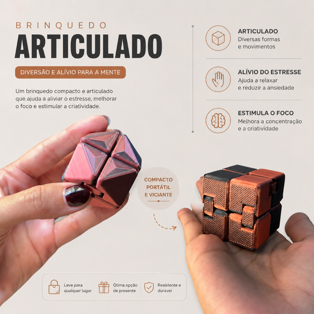 Cubo Infinito Sensorial Fidget Toy Autismo TEA TDAH Regulação Anti ...
