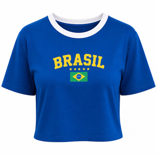 Cropped Brasil Camiseta Feminina Tshirt Casual Moda Copa | Shopee Brasil