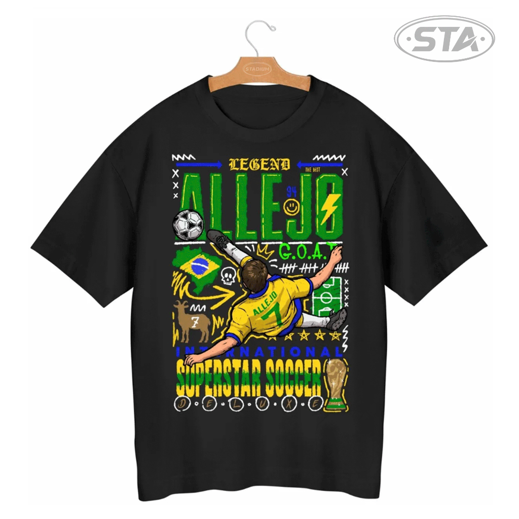 Camiseta Oversized Copa Do Mundo Estampa Allejo Legend GOAT ...