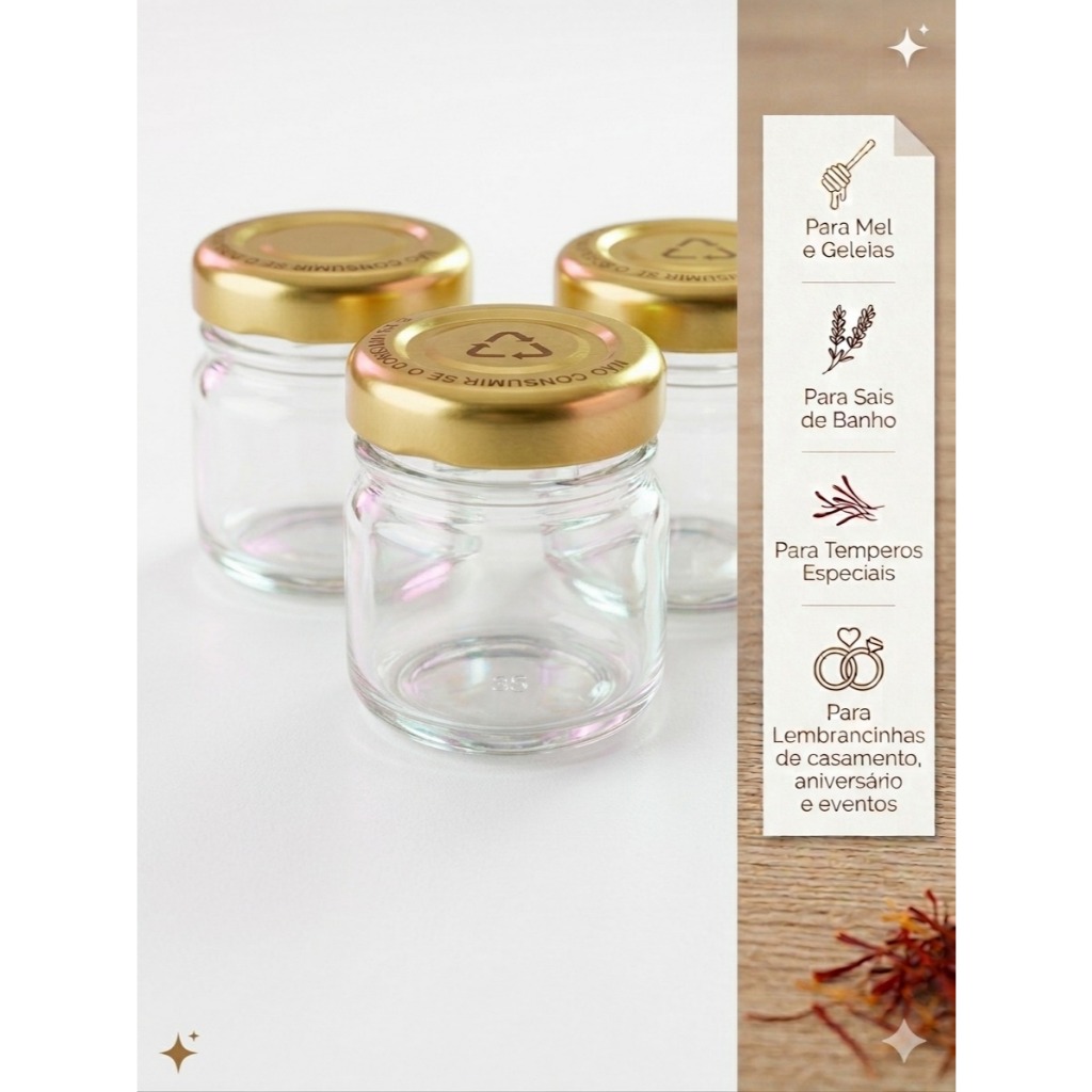 Kit 20 Mini Potinhos De Vidros 40ml Tampas Metálicas Lembrancinhas ...