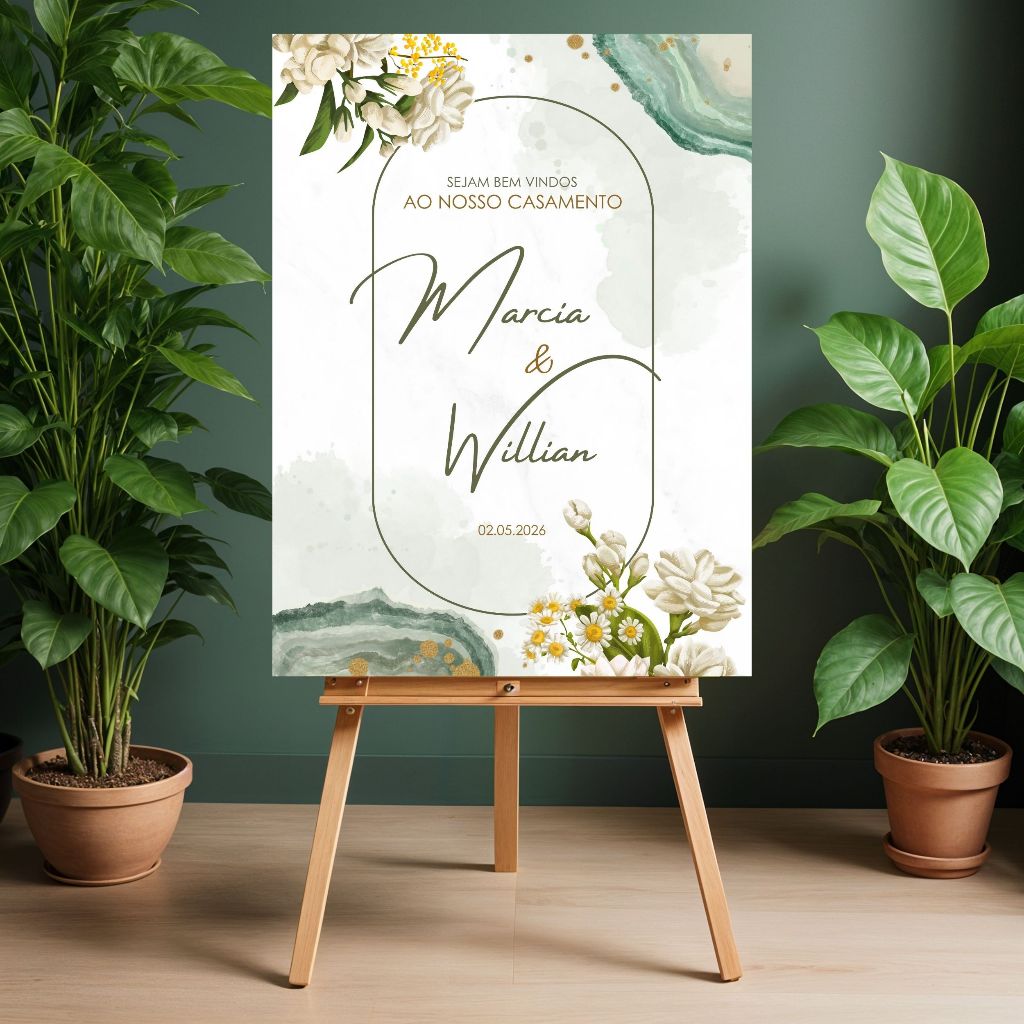 Placa Boas Vindas Casamento Decorativa Personalizada Luxo Painel ...