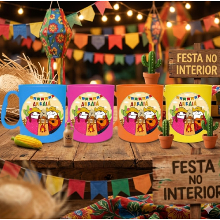 Kit 10-20-30 Canecas Adesivadas Flork Festa Junina Arraia Caipira Para ...
