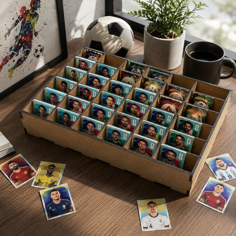 Box Expositor Organizador em MDF com Tampa para Figurinhas Cards ...