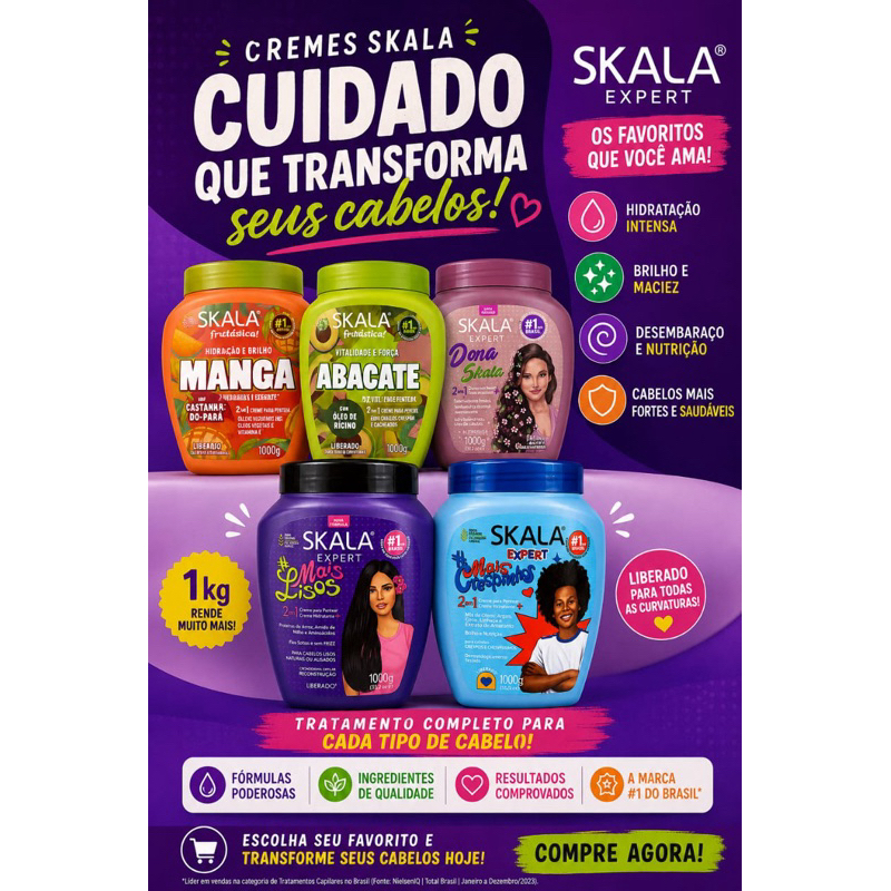 Kit Cremes Skala Expert 1kg – Hidratação, Nutrição e Reconstrução ...