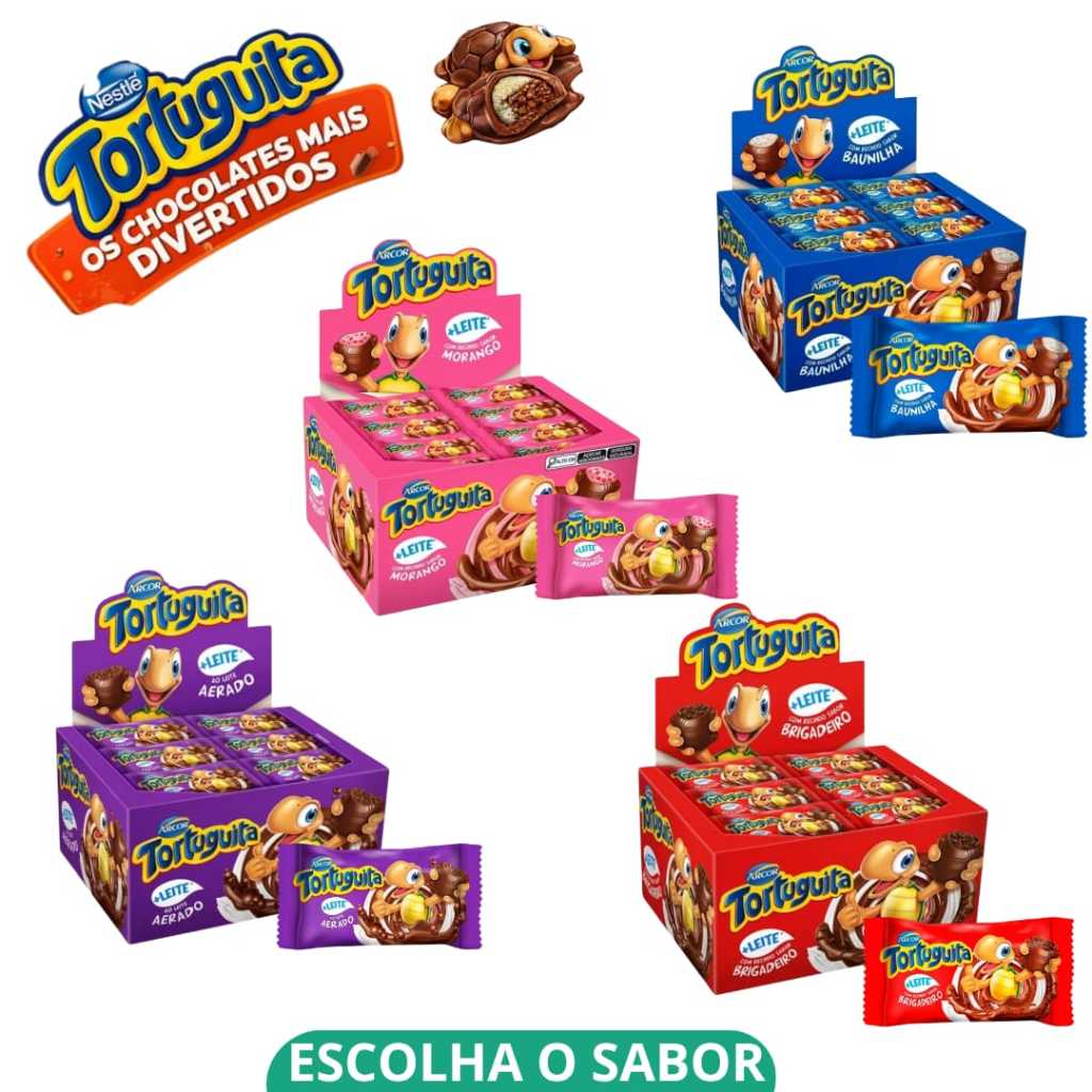 Chocolate Tortuguita 24 Unidades Caixa Fechada Sabores Morango ...