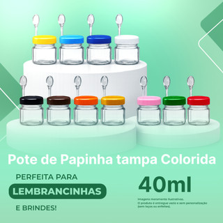 20 Potes De Papinha Plástica Reforçado C/Suporte e Colherzinha 40ml ...