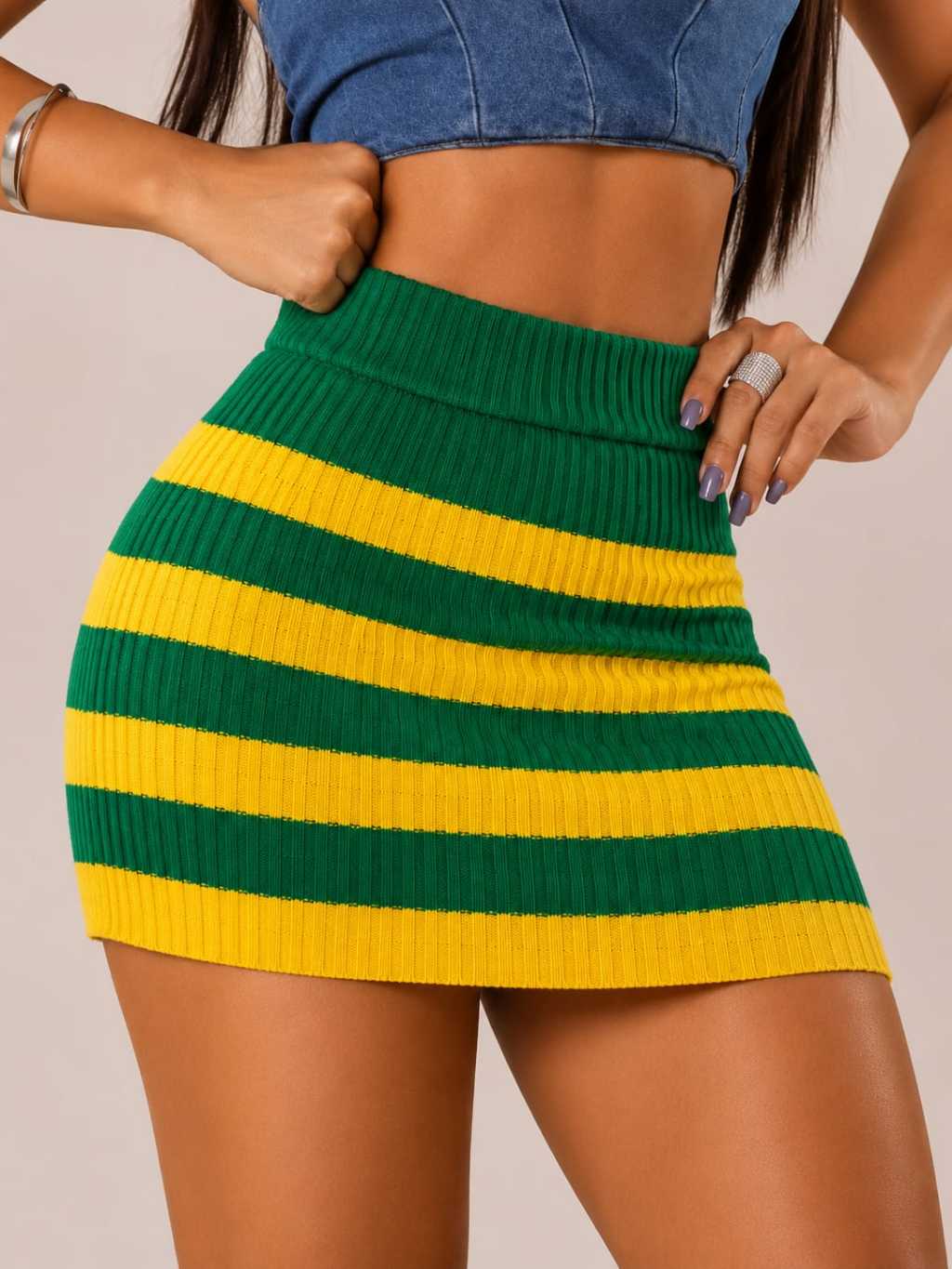 Saia Tricô Brasil Feminina Cintura Alta Moda Praia Verão 2026 | Shopee ...