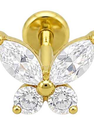 Piercing/Brinco Orelha titânio borboleta com zircônia para Tragus Helix ...