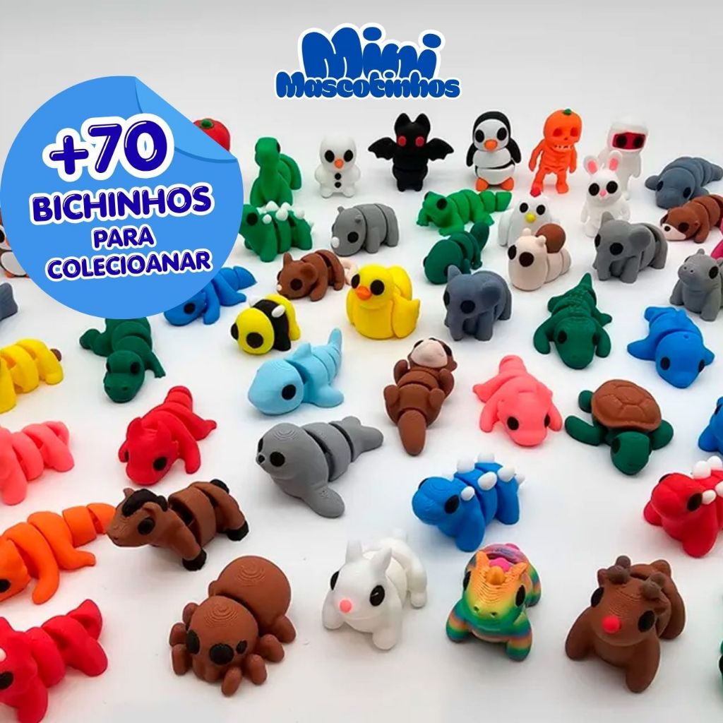 Kit Mini Animais Flexíveis Articulados Sortidos - 6/12/22/32 Bichinhos ...