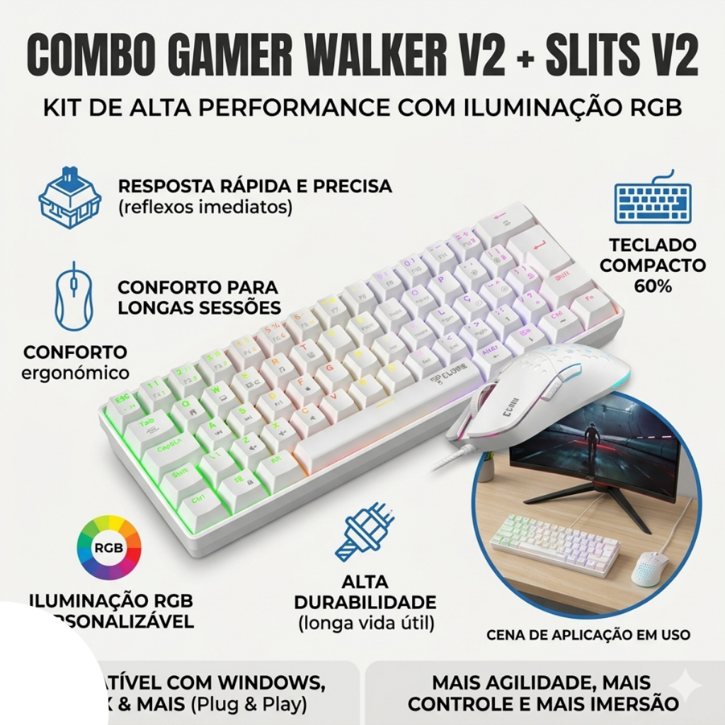 Combo Gamer Teclado Mecânico Reaver Clamm + Mouse Gamer com Fio RGB ...