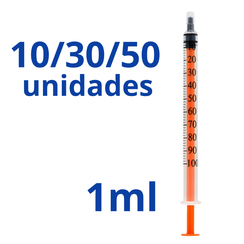 Seringa 1ml Para Insulina SEM AGULHA (100UI) Bico Liso - Medix - 10/30 ...