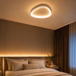 Lustre Sobrepor Plafon Led 45w Organico 52cm Moderno 3 Em 1 Branco Sala ...