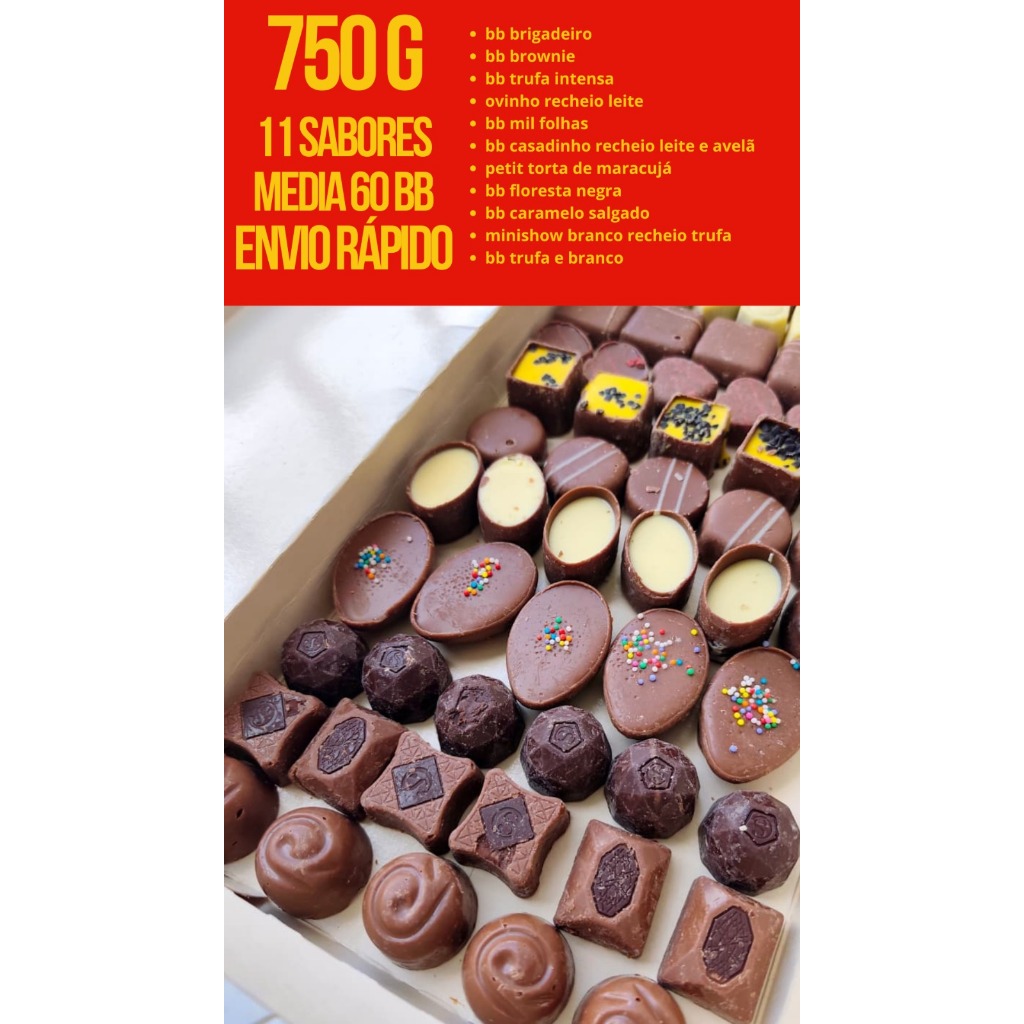 caixa branca cacau show - bombom chocolate caixa mista 11 sabores 750 G ...