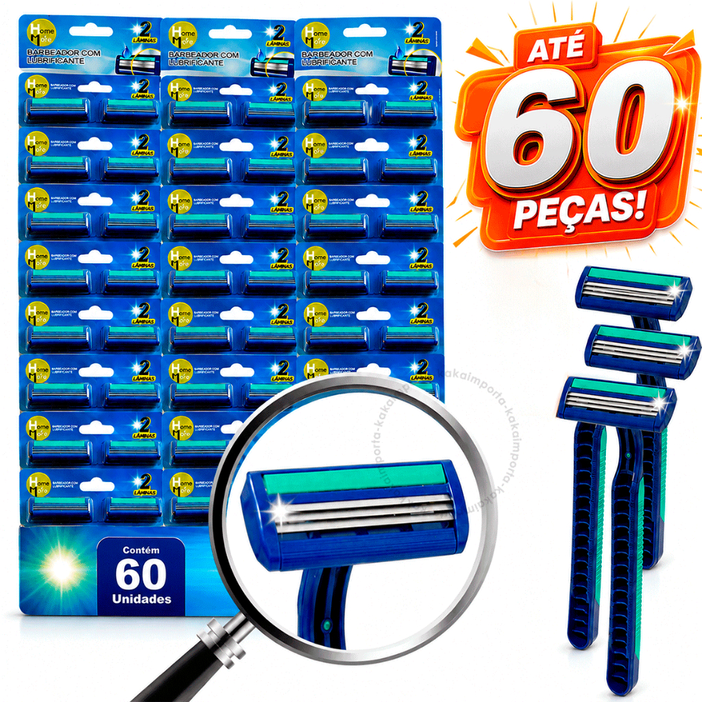 Kit Barbeador Descartável com 2 Lâminas Prestobarba Fita Lubrificante ...