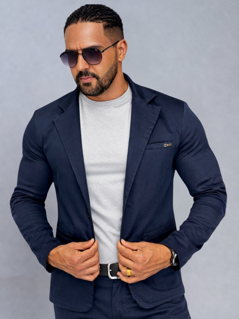 Blazer Masculino Tecido Sarja Premium Alfaiataria com 2 Botões Esporte ...