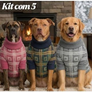 Kit 5 Roupas Lã Cachorro Grande GG XG EXG Tricot Conforto Térmico ...