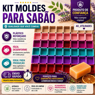 Kit 50 30 e 20 Formas Sabão e Sabonete 250ml Artesanal Plástico ...