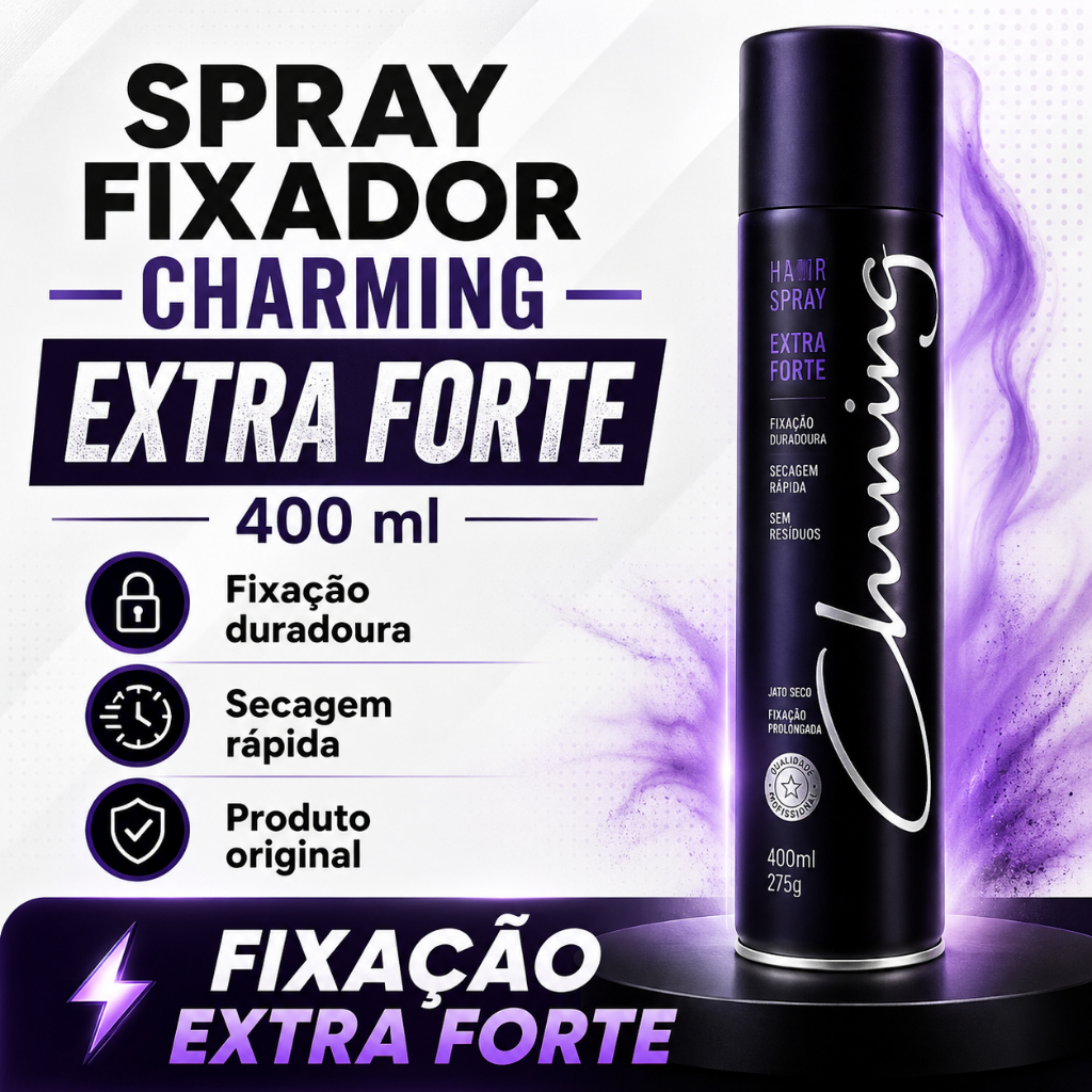 Hair Spray Charming Fixador de Cabelo Extra Forte 400ml Secagem Rápida ...