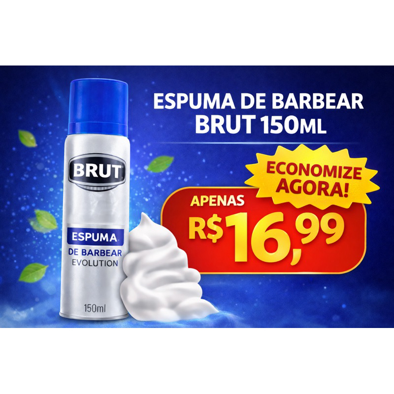 Espuma de Barbear Brut Evolution 150ml Original Espuma Cremosa Barbear ...