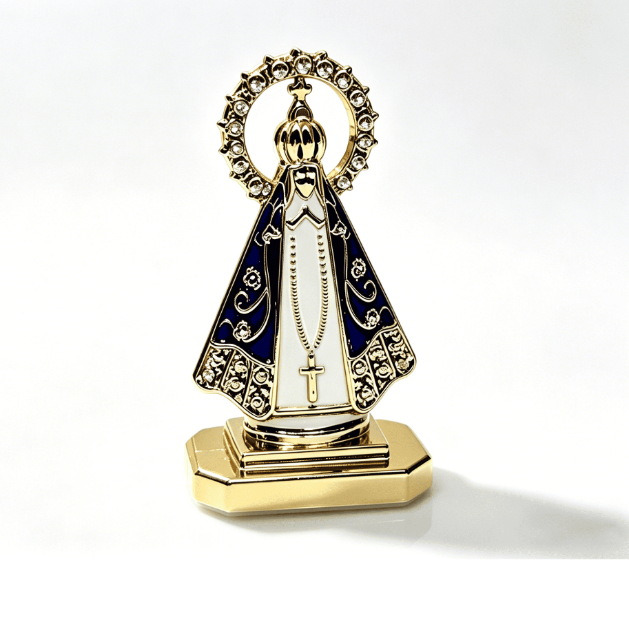 Kit 3/6/12 Santinha Nossa Senhora Aparecida Metal 5,5cm Fixação Fita ...