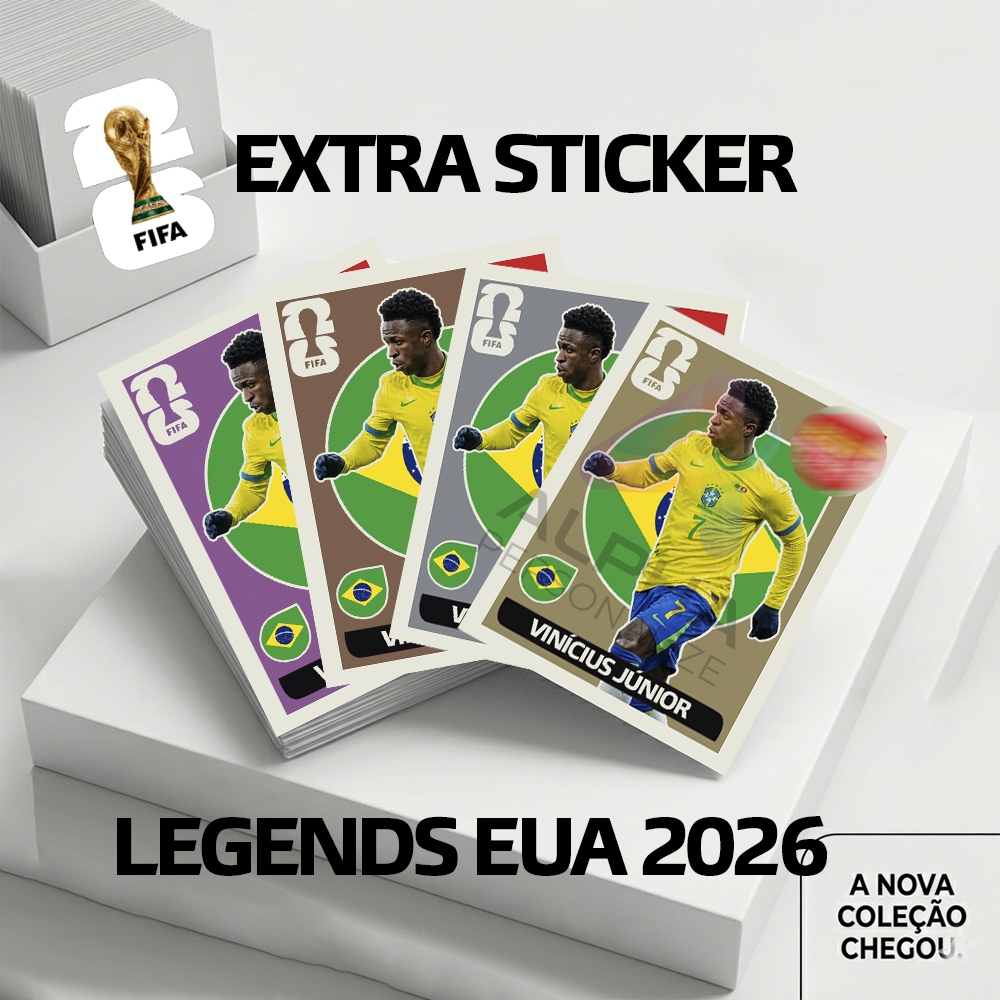 Figurinha Extra Sticker Legend Vini Junior Vinicius Junior Ouro Prata ...