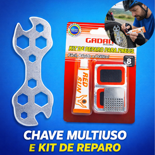 Kit Reparo Pneu Bike Bicicleta 8 Peças Remendo Pneu + Chave de Boca e ...