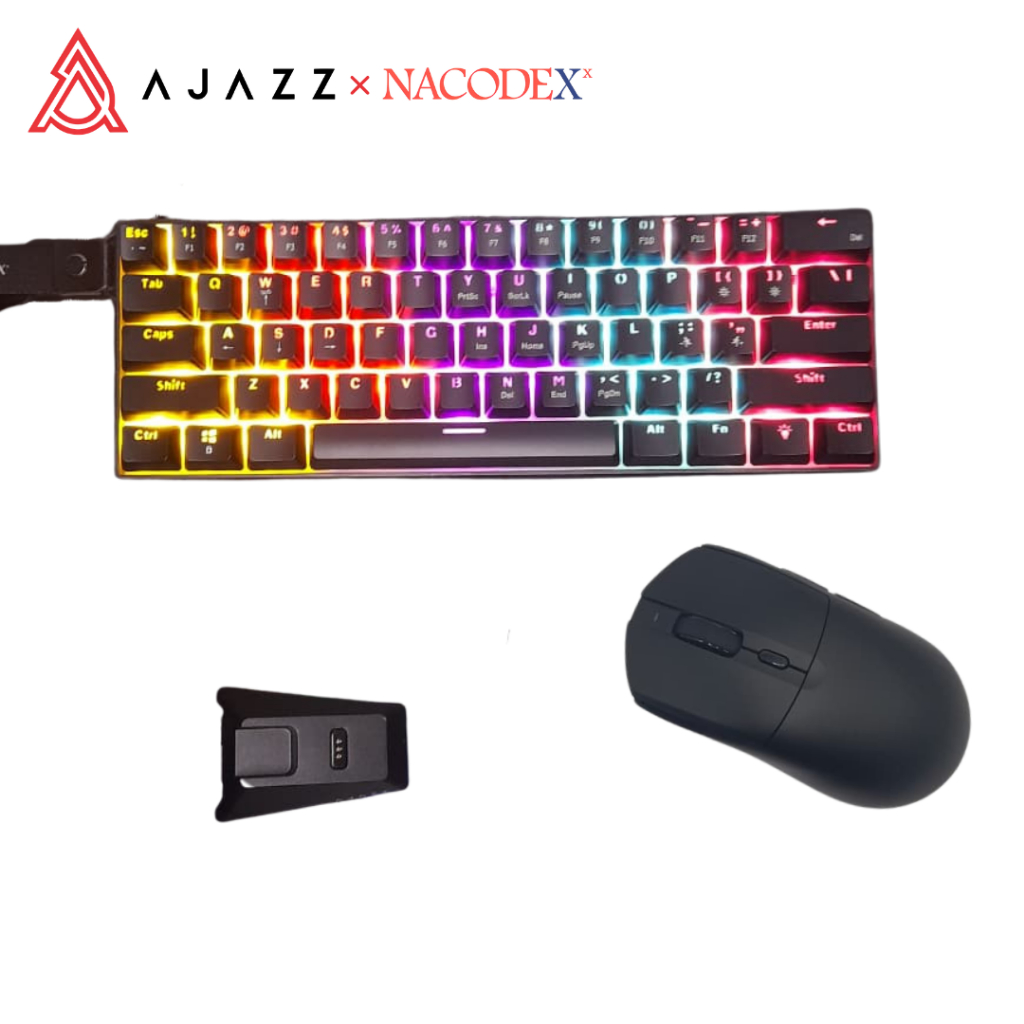 Kit Mouse Gamer Sem Fio RGB e Teclado Mecânico RGB AJAZZ x NACODEX ...