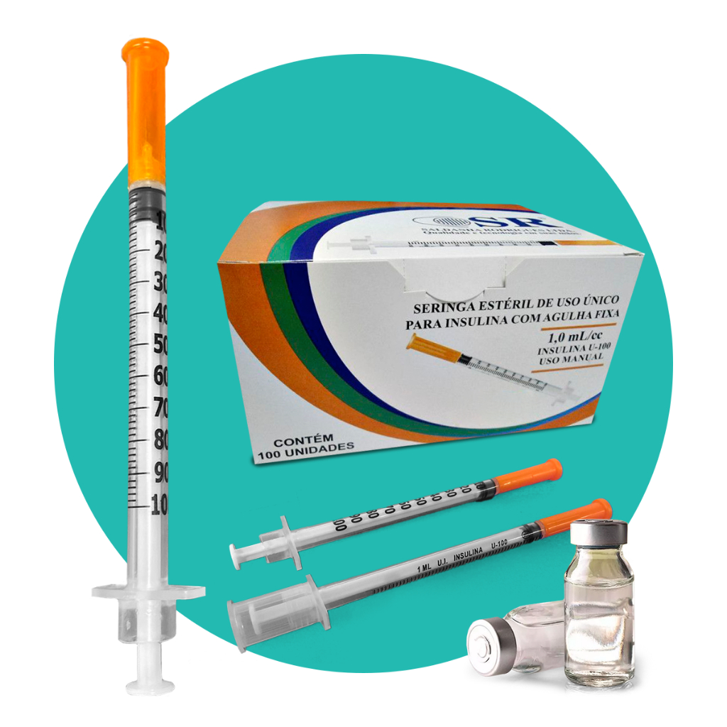 Seringa Descartável Insulina 1ml 100UI 30G 8x0,30mm – Agulha Fixa Caixa ...