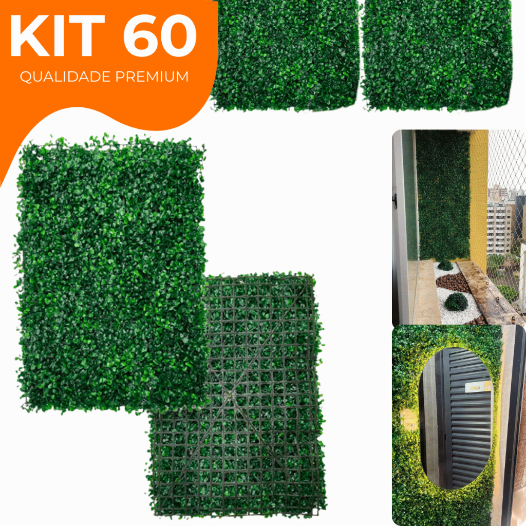 Kit 60 Placas Buchinho Grama Artificial Parede Muro Inglês Vertical ...