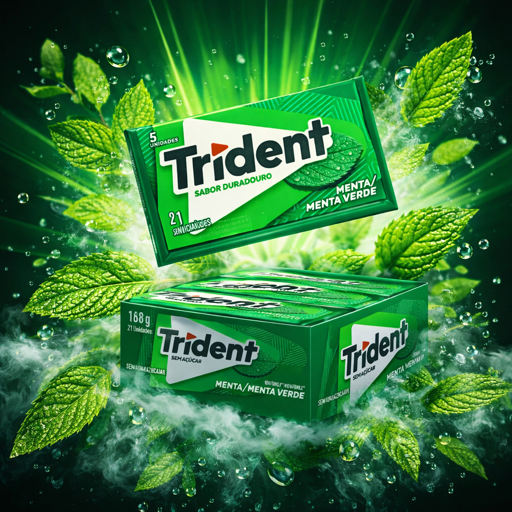 Chiclete Trident Menta Verde 8g Mondelez Caixa Com 21 Unidades 168g ...