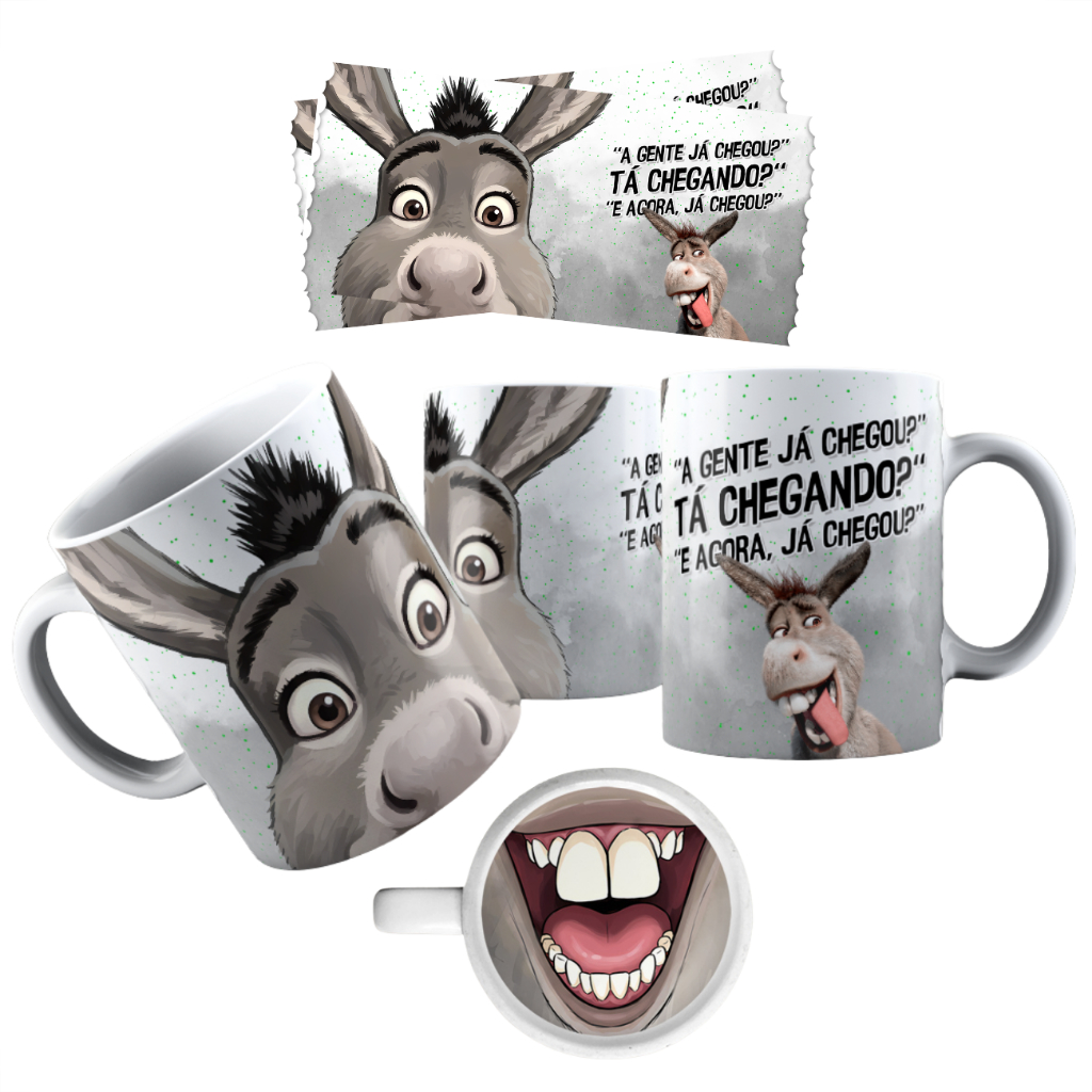Caneca 325ml Burro do Shrek Bocão Engraçado Divertida Presente Criativo ...