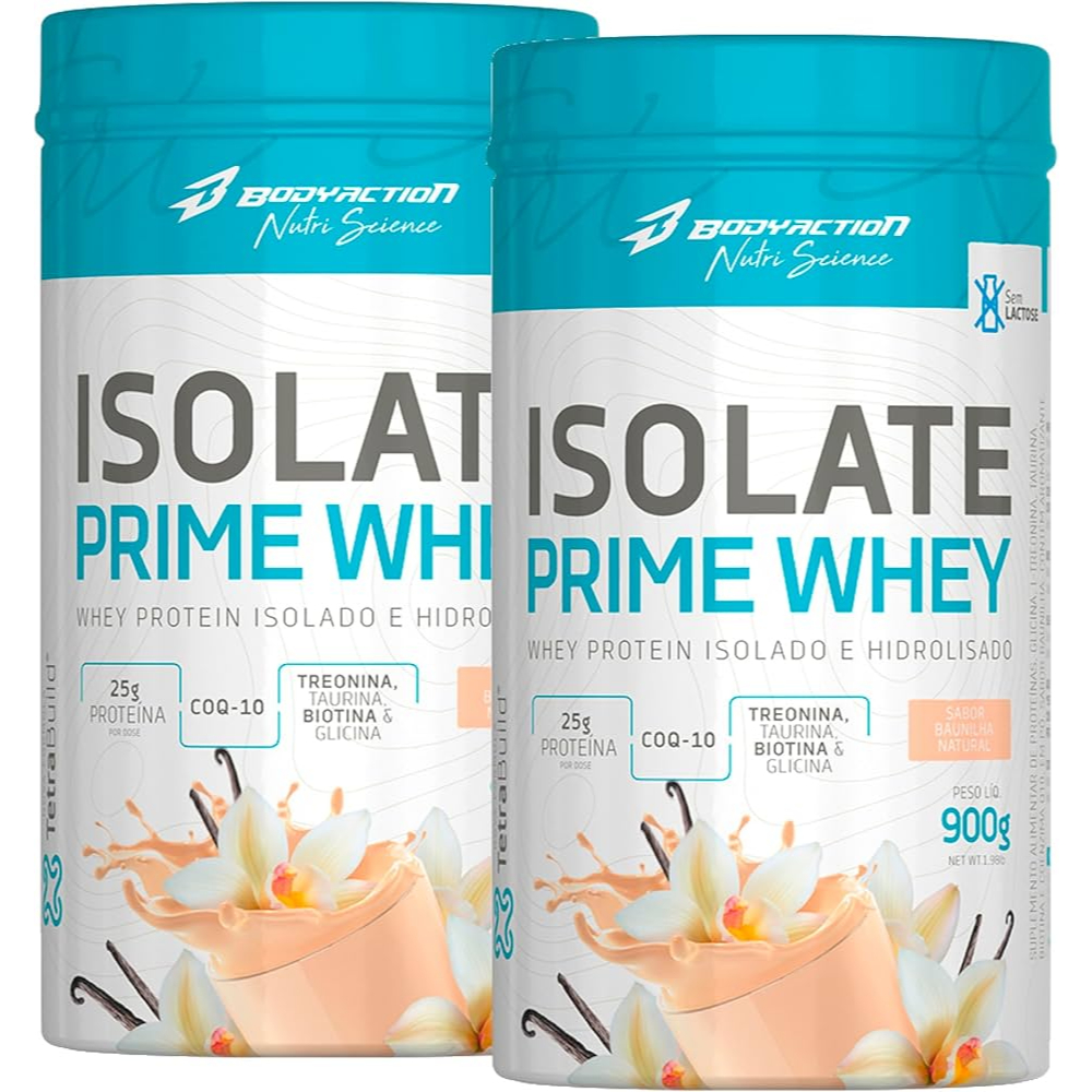2 Whey Protein Isolado Zero Lactose 900g Isolate Prime BodyAction ...