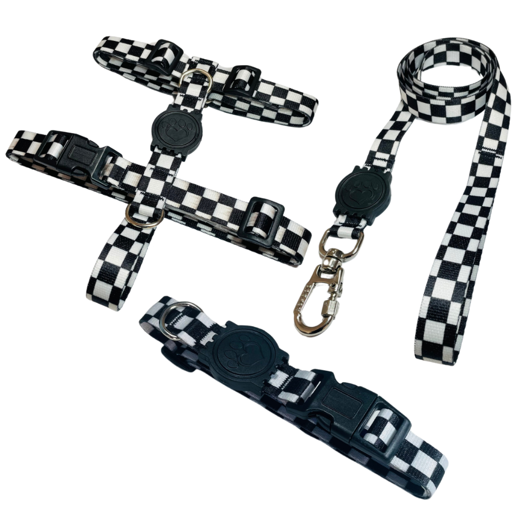 Kit Passeio Peitoral H Guia e Coleira Para Cachorros Cães Pets Xadrez ...