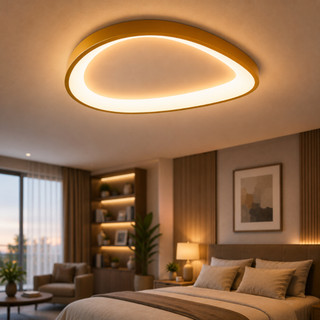 Lustre Sobrepor Plafon Led 45w Organico 52cm Moderno 3 Em 1 Dourado ...