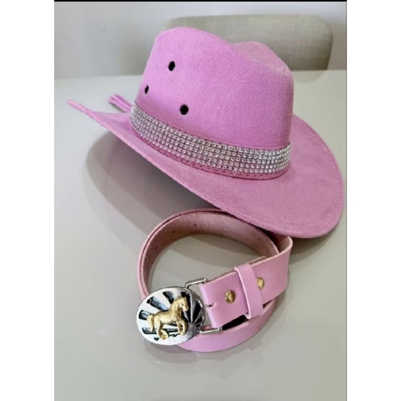 Kit chapeu con strass E Cinto | Shopee Brasil