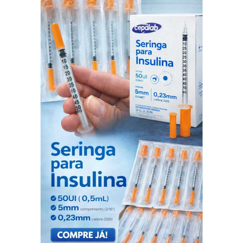 💉 Seringa Insulina 5x23mm 32G | Agulha Ultra Fina | Menos Dor | Envio ...