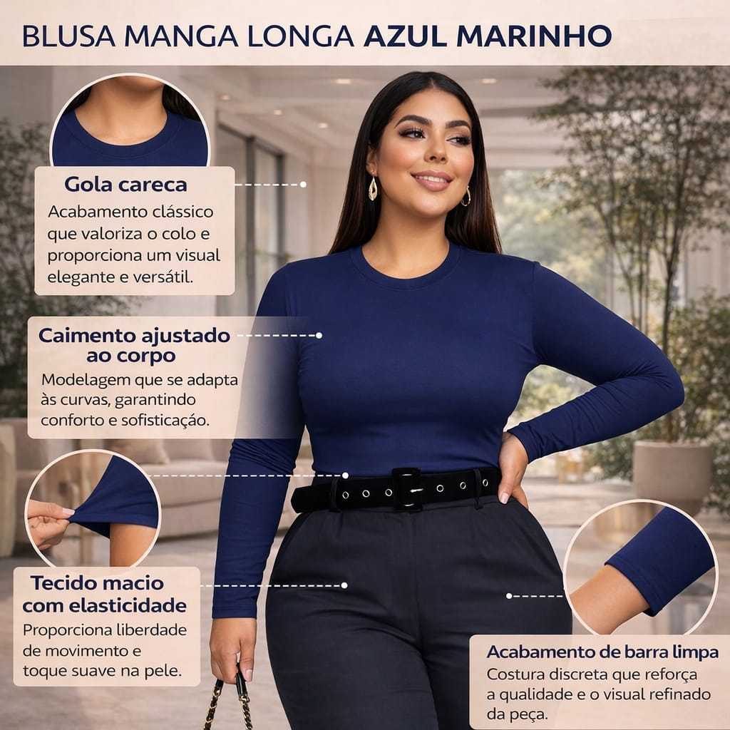 Blusa Térmica Plus Size Segunda Pele Feminino Manga Longa de Frio Gola ...