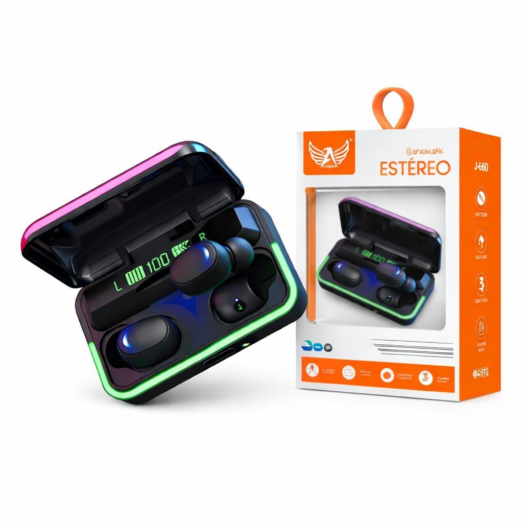 Fone De Ouvido Bluetooth TWS J60Y Sem Fio Com Led Microfone Estojo ...