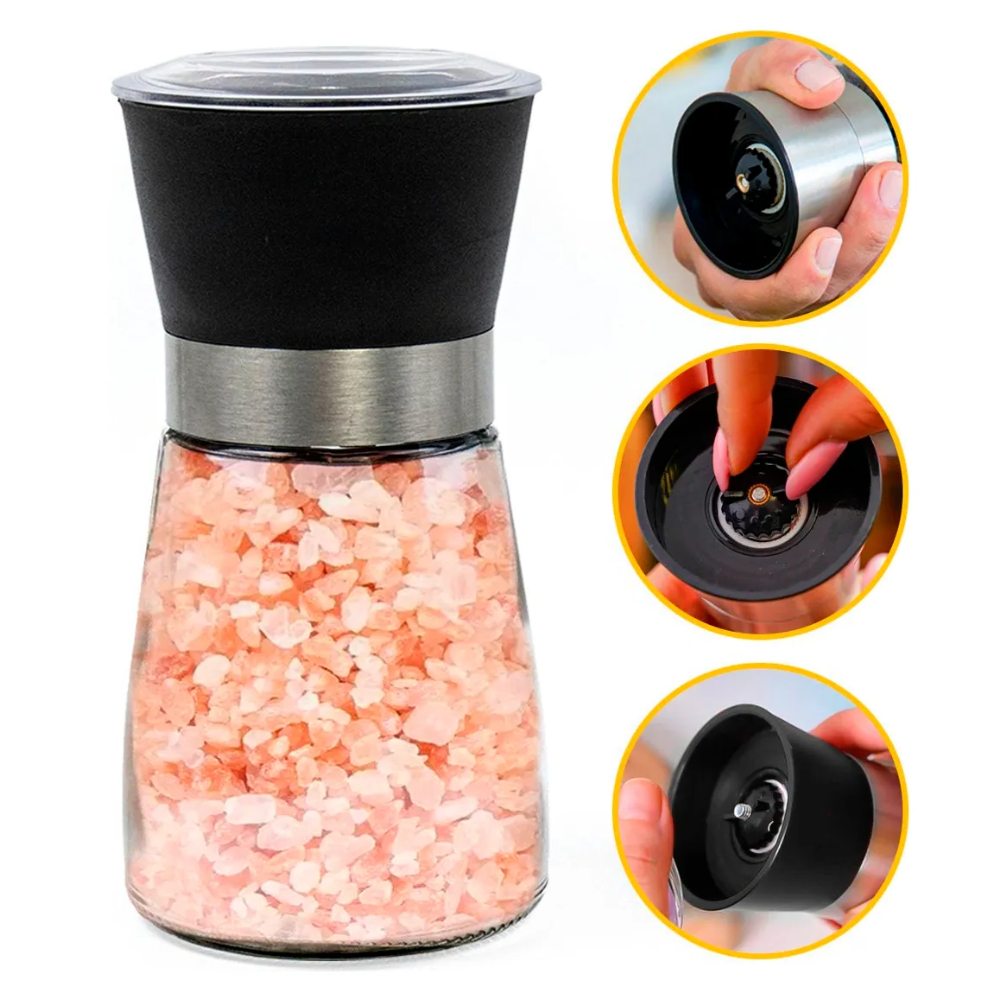 Moedor de Temperos Premium – Vidro e Inox para Sal, Pimenta e ...
