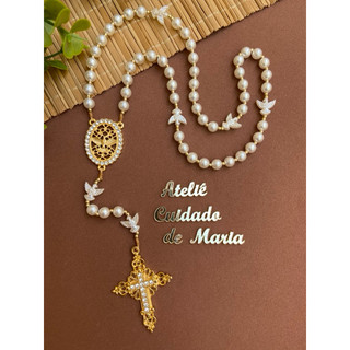 Terço Espírito Santo - Terço Católico Personalizado Crisma - Rosário Fé ...