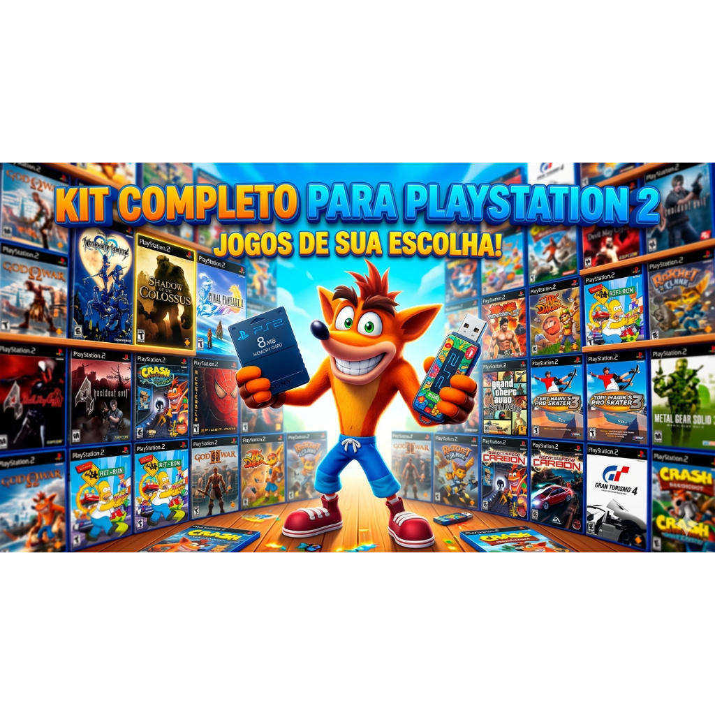 Kit Original Pen-drive 128gb Memóri Card Opl P/ Playstation2 Jogos de ...