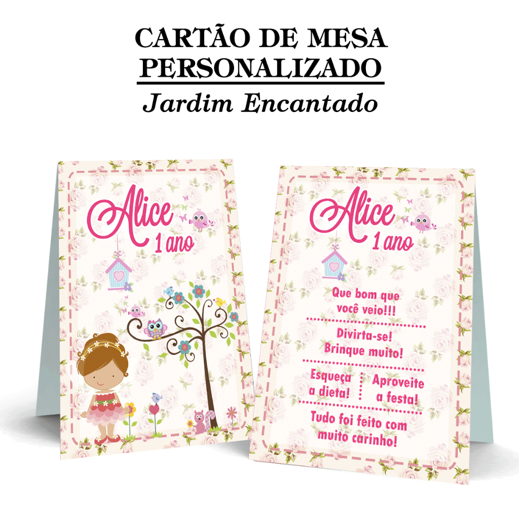 Cartão De Mesa Aniversário Personalizado Jardim Encantado (n+td) Kit ...