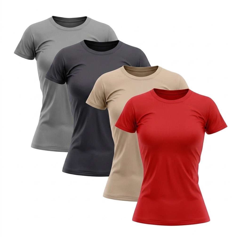 Kit 4 Camisetas Feminina Dry Fit Academia Treino Corrida Blusa Fitness ...